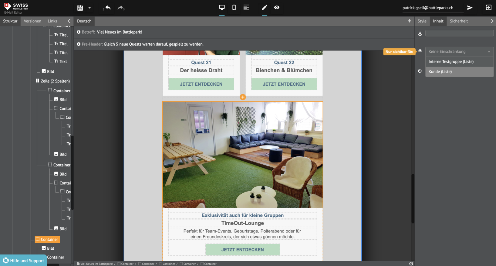 Personalisierte Inhalte - Swiss Newsletter